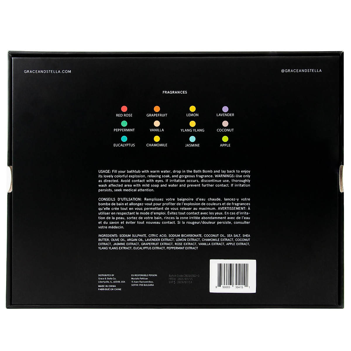 Grace & Stella Organic Bath Bombs Women (12 XL Bath Bombs) Natural, Vegan - Bath Bombs Set - Natural Bath Bombs with Essential Oils - Natural Bath Bombs for Women Relaxing Valentines Gifts for Women