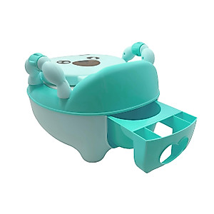HTTMT- Baby Kids Green Bear Portable Potty Training Toilet Seat With Pad Toddler Lovely Toilet Comfortable Soft Seat Stool Chair [P/N: ET-BABY003-GREEN]