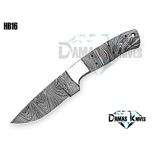 Custom Handmade Damascus Steel Blank Blade for Knife Making With Steel Bolster HB 16