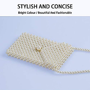 Hogoo Luxury White Pearl Purses Shoulder Bag for Women Pearl Bag Crossbody Beaded Clutch Evening Bag (WhiteSet2)