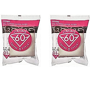 [2pcs Set] Hario V60 Misarashi Coffee Paper Filter (Size 01, 100 Count, White) 200 Total