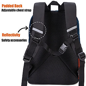 HawLander Little Kids Backpack for Boys Toddler School Bag Fits 3 to 6 years old, 15 inch, Navy Red