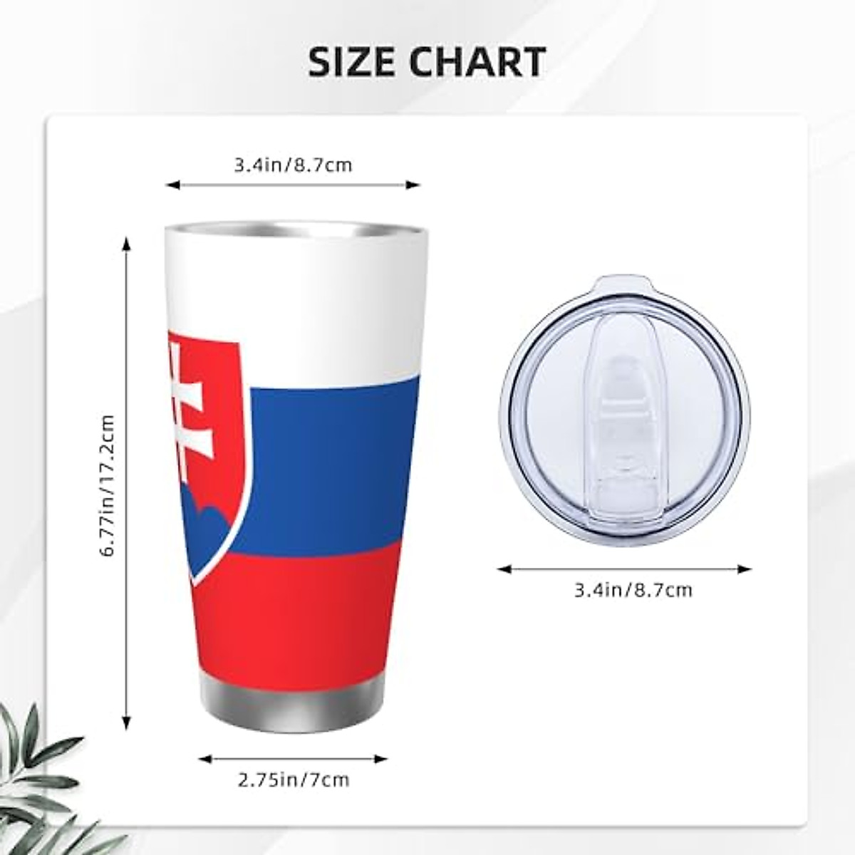 WXZYFP Car cup (single silver rim), can use a straw or drink directly, easy to use.Flag of Slovakia
