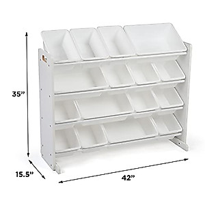 Humble Crew Extra-Large Toy Organizer, 16 Storage Bins, White/White