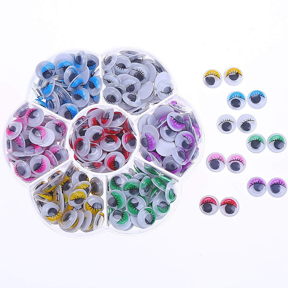 DECORA 240pcs 10mm Colors Wiggly Googly Eyes with Eyelash with Self-Adhesive DIY Scrapbooking Crafts