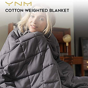 YnM Weighted Blanket with Cotton Duvet Bundle (48''x72'' 15lbs), Suit for One Person(~140lb) Use on Twin/Full Bed | Dark Grey