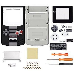 IPS Ready Upgraded eXtremeRate Classics NES Style Replacement Shell Full Housing & Black Screen Lens for Gameboy Color – Fit for GBC OSD IPS & Regular IPS & Standard LCD – Console & IPS Screen Without