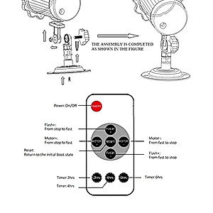 Christmas Projector Lights Outdoor, Christmas Rotating LED Snowfall Lamp with Remote Control, Outdoor Waterproof Xmas Binocular Rotating Snowflake Projector Lights for Christmas Holidays