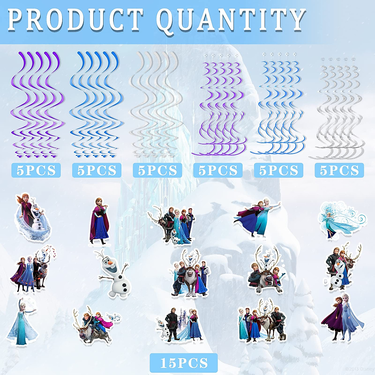 45 Pieces Frozen Hanging Swirl Decorations, Frozen Theme Foil Hanging Swirl Streams Ceiling Hanging Decorations for Kids Birthday Party Supplies