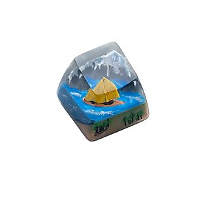 Ocean Key Artisan Keycaps for DIY Replacement Handmade Resin Keycaps for Decoration, Ship and Sea Handmade Resin Keycaps for Switch Gaming, Cherry MX Mechanical Keyboards (Yellow and Blue)