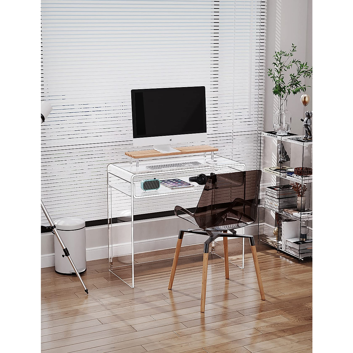 solaround Acrylic Desk Laptop Study Table Home Office Console Table Entrance Table, 33.5'' x 15.7'' x 29.5'' (Clear)