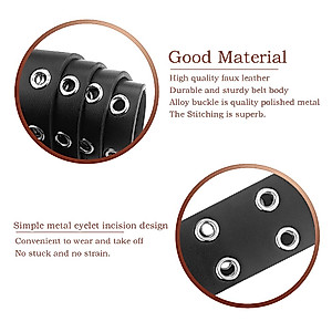 Udekit Women's PU Leather Belt Double Silver Grommet Soft Faux Leather Waist Belt Large Size (3 Pieces/Set)