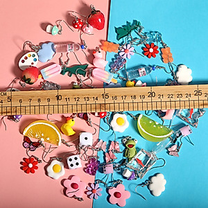 30 Pairs Fun Zinc Earrings Weird Aesthetic Weirdcore Kawaii Funny for Women