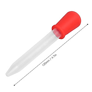 5Pcs Liquid Droppers, 5ml Silicone Material Easy Clean Making Disposable DIY Eye Dropper with Bulb Tip for Kids Candy (Red)