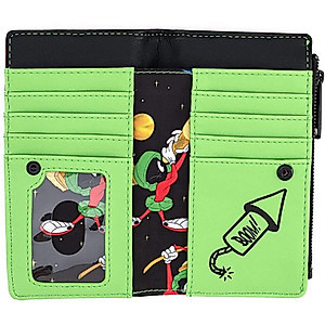 Loungefly x Looney Tunes Marvin the Martian K-9 Flap Wallet (Red/Green, One Size)