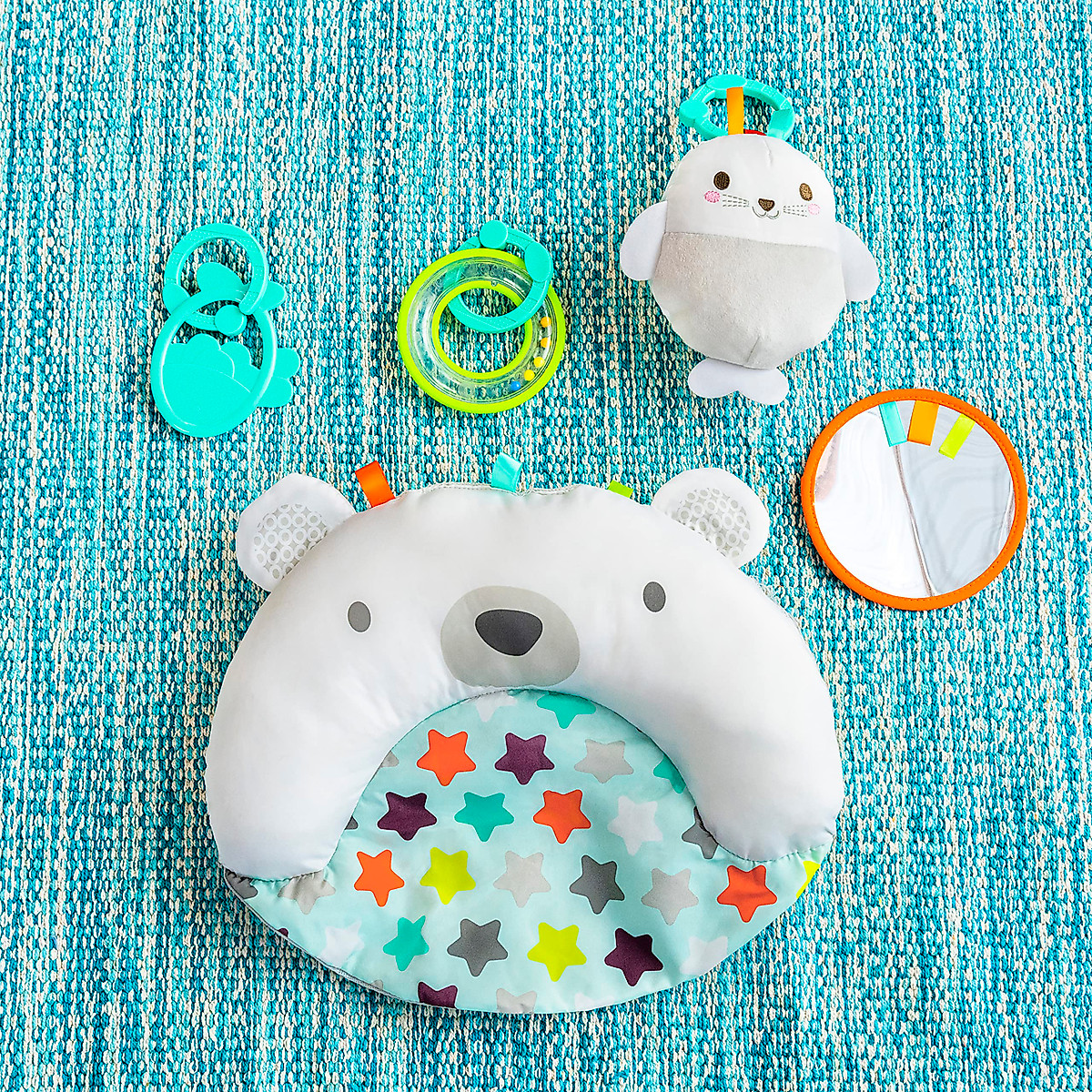 Bright Starts Tummy Time Prop & Play Activity Mat - Polar Bear, Ages Newborn +, 1 Count (Pack of 1)