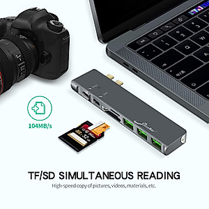 8 in 1 USB C Hub 40Gbps Thunderbolt 3 Dongle with 3 USB 3.0 Ports, 4K USB C to HDMI, SD/TF Card Reader, 100W Pd for MacBook Air 2018 13'', MacBook Pro 2018/2017/2016 13'' 15''