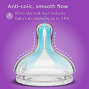 Smilo Anti-Colic Bottle Nipple, Fast Flow 9M+, Stage 3 Suitable from 9 Months, Smooth Flow Anti-Colic (Pack of 6)