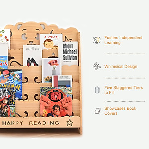 PETKABOO Kids Bookshelf 5 Tier Toy Storage Cabinet Organizer,Toddler Book Shelf,Childrens Baby Bookshelf, Book Display for Nursery, Living Room, Bedroom, Playroom School