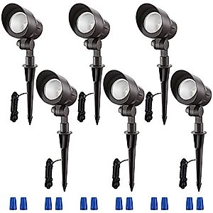 LEONLITE Low Voltage LED Landscape Spotlight, 12V AC/DC Die-cast Aluminum Low Voltage Garden Lights, CRI90+ Waterproof for Outdoor Yard Bush Lighting, Bronze, 3000K Warm White, Pack of 6