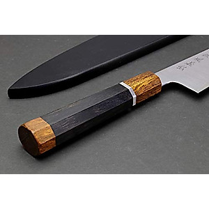Yoshihiro TM-Hayate ZDP189 Super High Carbon Stainless Steel Gyuto Knife Octagonal Ebony Wood Handle with Sterling Silver Ring (10.5'' (270mm))