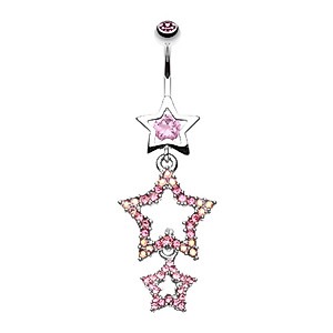 WildKlass Jewelry Sparkiling Triple Star Bell Button Ring