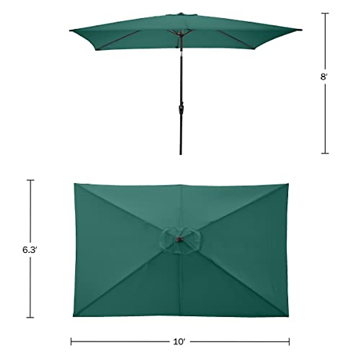 Pure Garden 50-LG1278 Hunter Green Rectangular Patio Umbrella Color