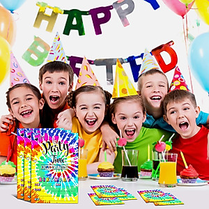 YSTEP Tie Dye Birthday Party Invitations, 20 Invite Cards with Envelopes, 4"x6" It's Party Time Birthday Invites - B21