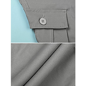 Mesinsefra Women's Cargo Pants Camping Pants Cotton Work Casual Loose Fit Trousers with Multi Pockets Grey 6