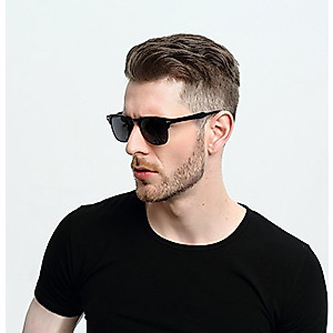 SUNGAIT Classic Half Frame Retro Sunglasses with Polarized Lens (Black Frame Gray Lens)