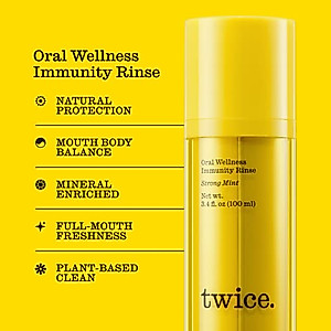 Twice Mouthwash Alcohol Free - Strong Mint - Next Gen, Premium Immunity Rinse - Teeth Whitening Mouthwash, Gum Health, and Fresh Breath - One Month Supply