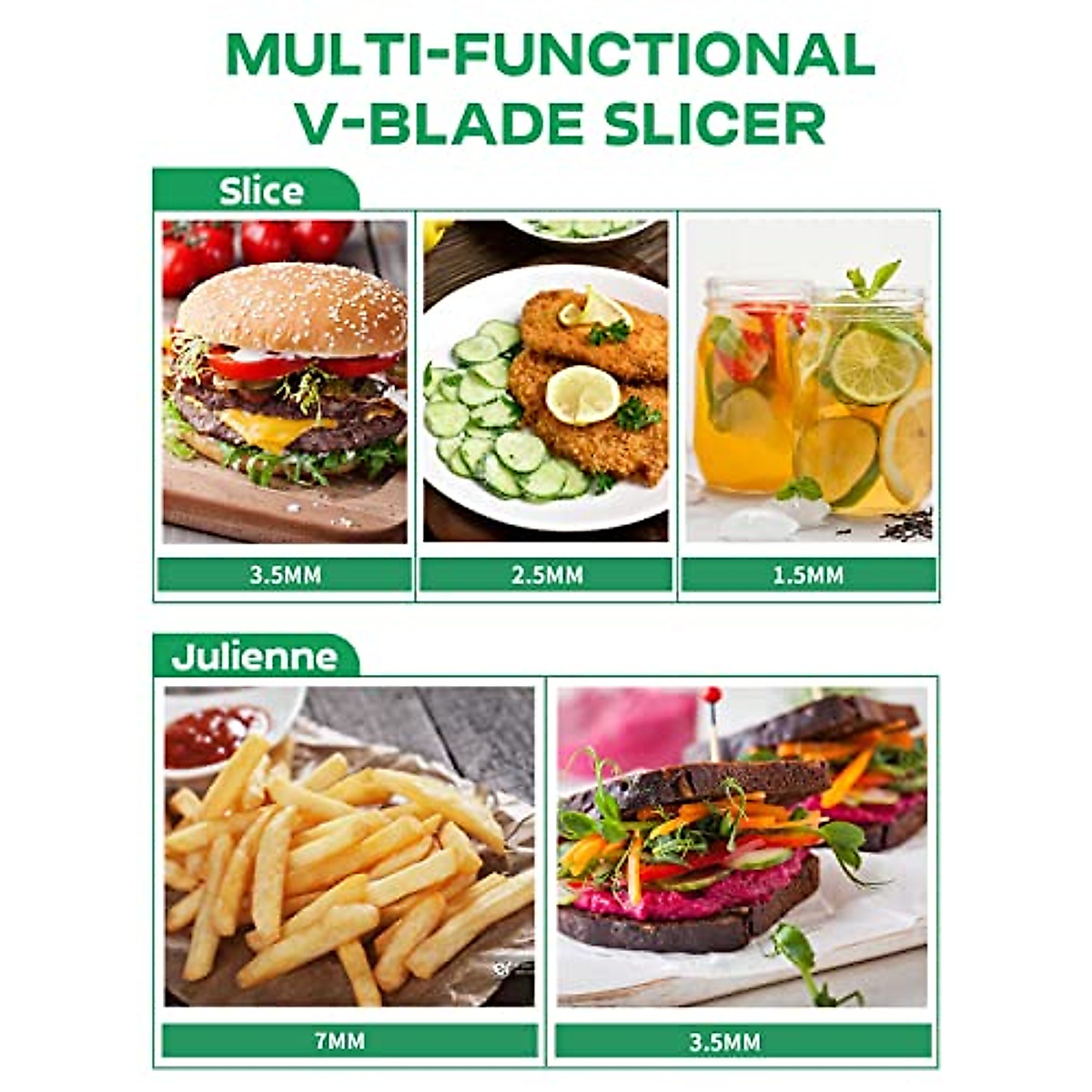 JOYHILL V-Blade Mandoline Slicer - Premium Stainless Steel Vegetable Chopper with 5 Blades, Safety Gloves, and Easy-to-Clean Design