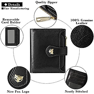 FOXLOVER Hobo Shoulder Bags for Women, Ladies Designer Leather Bucket Bags Handbag Purse and Small Leather Wallets for Women Ladies RFID Blocking Bifold Zipper Pocket Wallets with ID Window