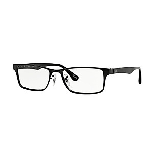 Ray-Ban RX6238 Square Prescription Eyeglass Frames, Black/Demo Lens, 55 mm