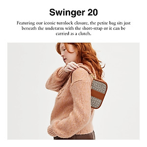 COACH Mini Signature Jacquard Swinger 20, Cocoa Burnished Amb