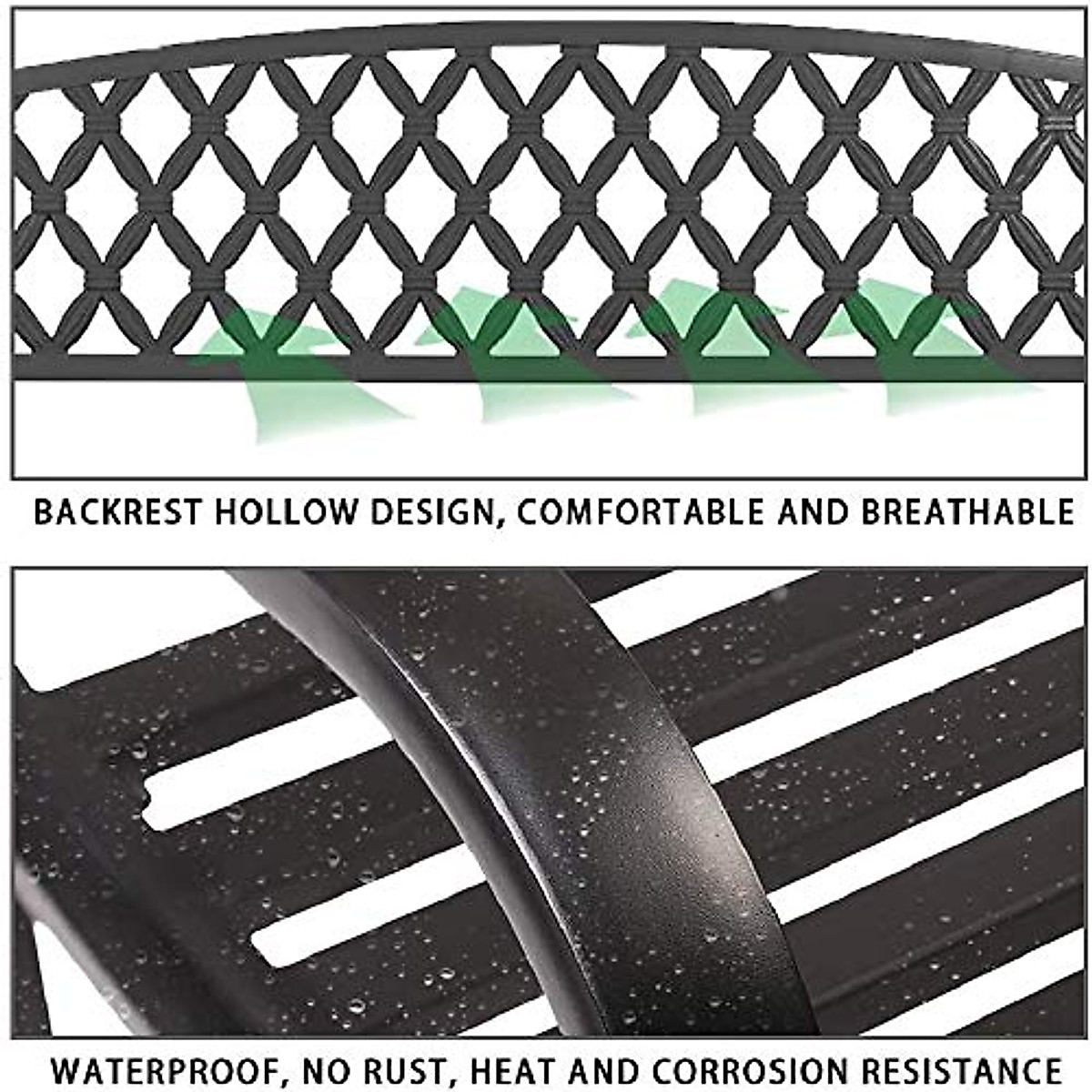 HGS 50-Inch Park Bench Garden Bench Outdoor Patio Metal Benches Clearance Yard Porch Bench Chair with Steel Frame, Outdoor Bench Furniture for Backyard Entryway Deck Lawn, Black