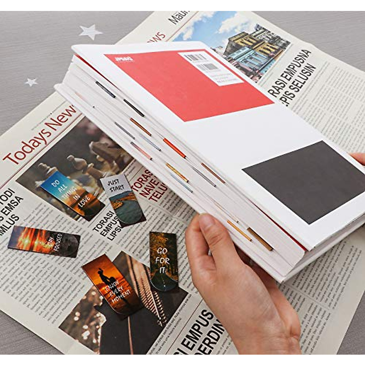 Magnetic Bookmarks,46PCS Inspirational Slogan Nature Scenery Pattern Bookmarks, Encourage Yourself Book Mark for Book Lovers,Women, Man, Kids,Gift, Tudents, Teachers, School, Home(2.4 x 1 inch)