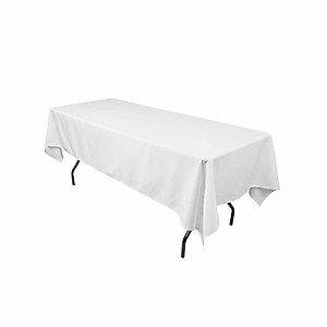 New Creations Fabric & Foam Inc 60" Wide by 120" Long Rectangular Polyester Poplin Tablecloth, White