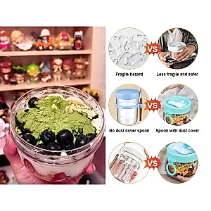 JDPNJSI Airtight Overnight Oats Containers with Lids and Spoons - Perfect for Meal Prep and Breakfast on the Go - Clear containers Keep Food Fresh and Visible