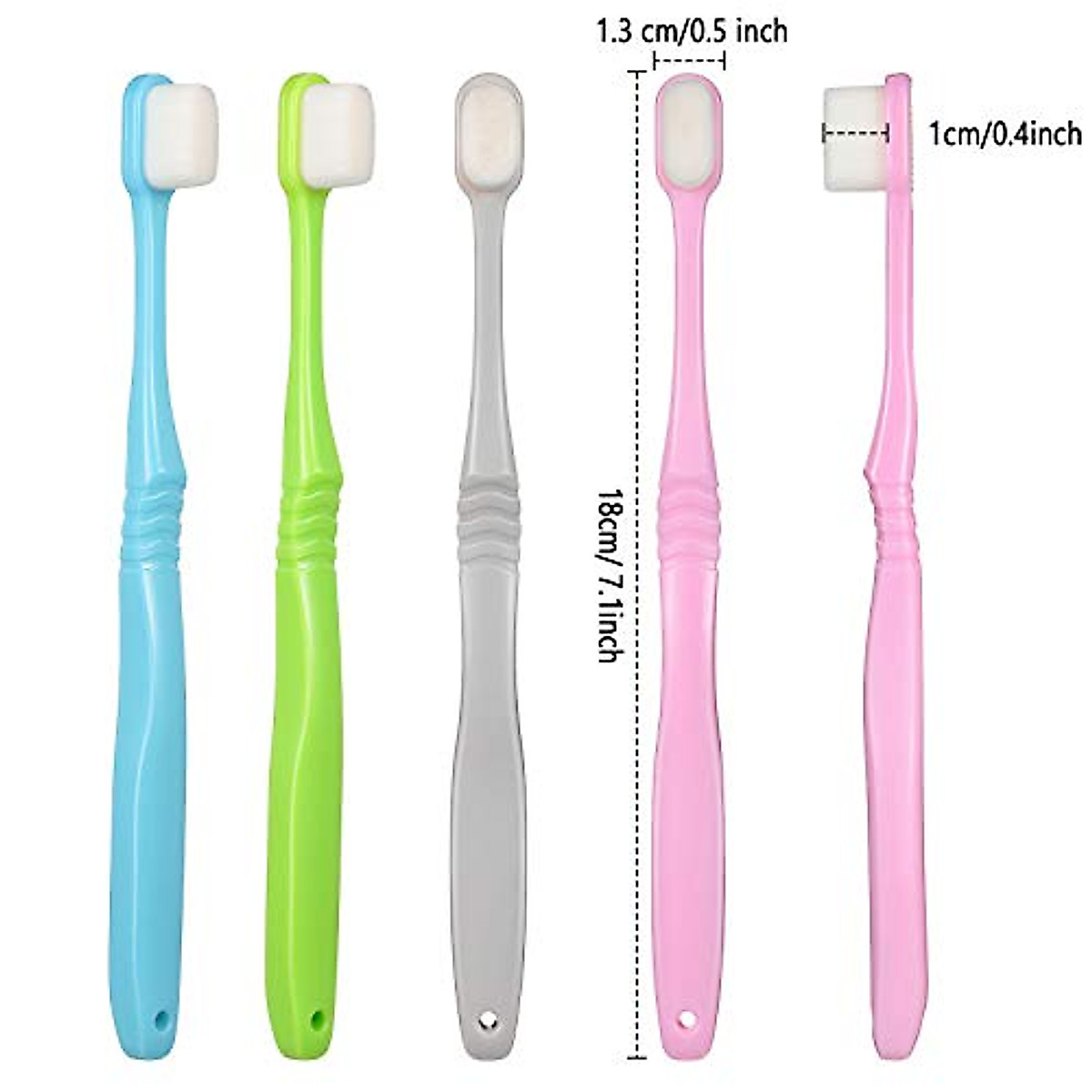 4 Pieces Soft Micro-Nano Manual Toothbrush Extra Soft Bristles Toothbrush with 20,000 Bristles for Fragile Gums Adult Kid Children (Blue and Pink Smooth) (Blue, Gray, Green, Purple)