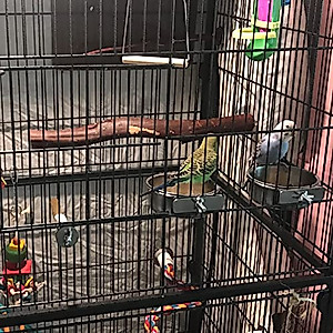 kathson Parrot Feeding Dish Cups,Stainless Steel Bird Food Water Bowl Parakeet Feeder Birds Cage Ball Toys with Clamp Holder for Cockatiel Macaw Budgies Small Animal Chinchilla (7 Pcs)