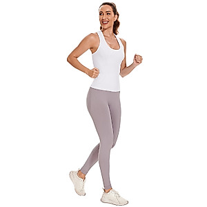 MathCat Workout Tank Tops for Women Sleeveless Gym Tops Seamless Racerback Athletic Yoga Shirts White