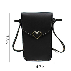 RARITYUS Multi-Layer Mini Crossbody Cell Phone Pouch Purse PU Leather Shoulder Bag with Touch Screen Window for Women Girls