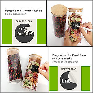 Glass Food Storage Containers Jars with Airtight Bamboo Lid 30oz 8pcs, 890ml Pantry Organization Jar, Glass Terrarium with Lid, Spice, Tea, Flour and Sugar Container, Canister Set for Kitchen Counter