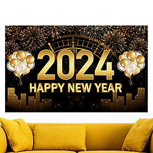 2024 Happy New Year Backdrop Happy New Year Background Cloth Happy New Year Banner New Year Party Decoration Family Party Photo Background