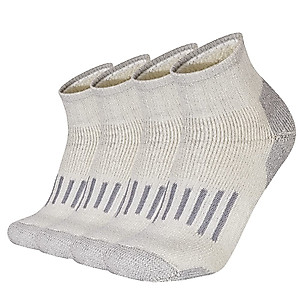 EnerWear 4P Pack Men's Merino Wool Cushion Trail Low Cut Socks(10-13,Grey
