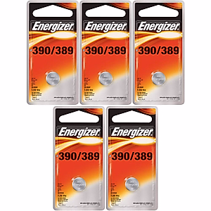 Energizer 389 Button Cell Silver Oxide SR1130W Watch Battery Pack of 5 Batteries