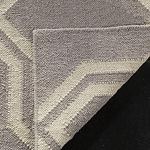 SAFAVIEH Dhurries Collection 8' x 10' Grey/Ivory DHU559G Handmade Flatweave Premium Wool Area Rug