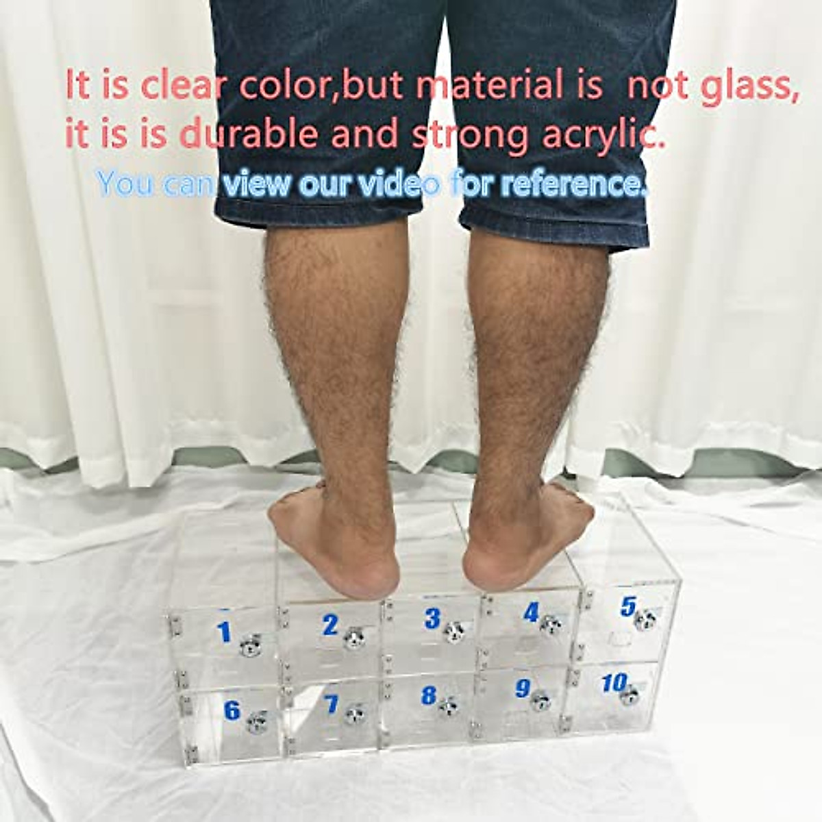 Zinging life No Confused for Each Key Clear Cell Phone Locker Box with Door Locks and Keys Wall-Mounted Cell Phones Storage Cabinet Pocket Storage Locker Box for Office Classroom