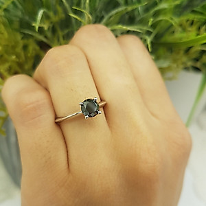 Dazzlingrock Collection 0.75 Carat (ctw) 10K Black Diamond Bridal Engagement Solitaire Ring 3/4 CT, White Gold, Size 6